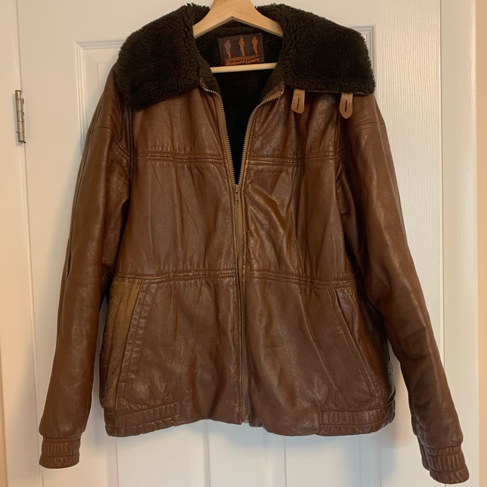 Vintage Robert Lewis Sherpa Lined Leather Jacket, Siz… - Gem
